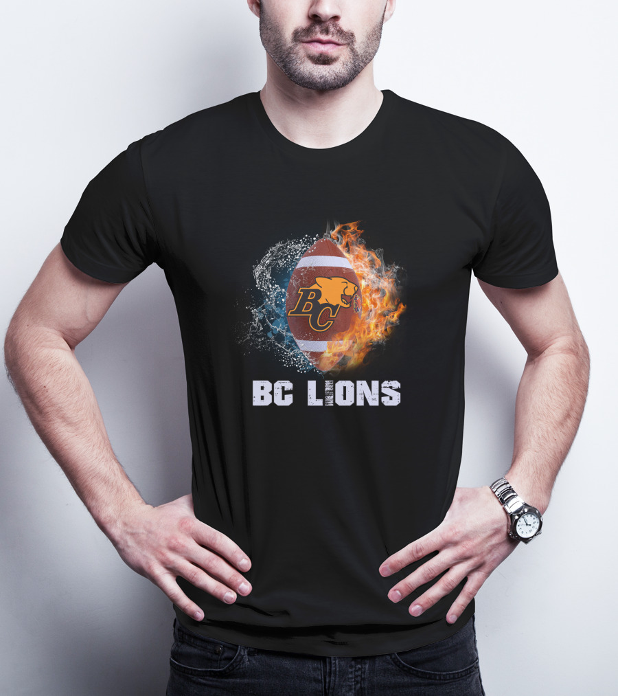 BC Lions Football Logo With Fire And Water Elements T-Shirt