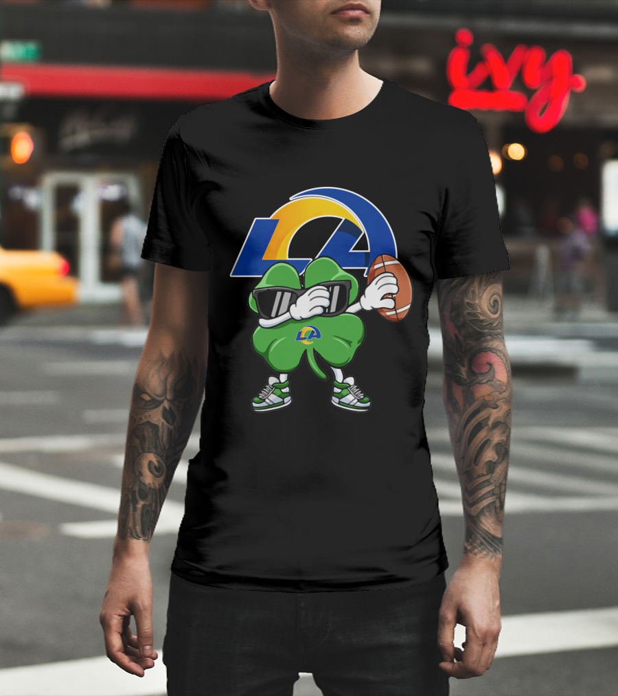 Los Angeles Rams Shamrock Football Dab T-Shirt