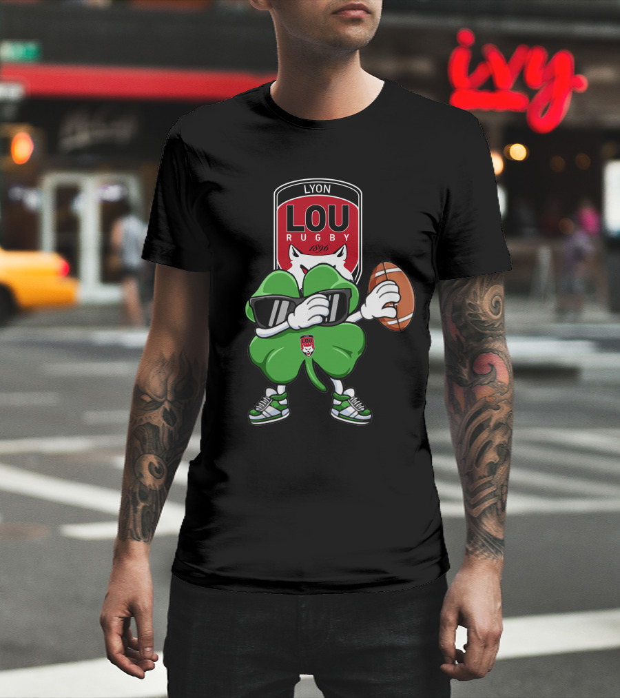 LOU Rugby Lyon 1896 Shamrock Mascot With Rugby Ball T-Shirt