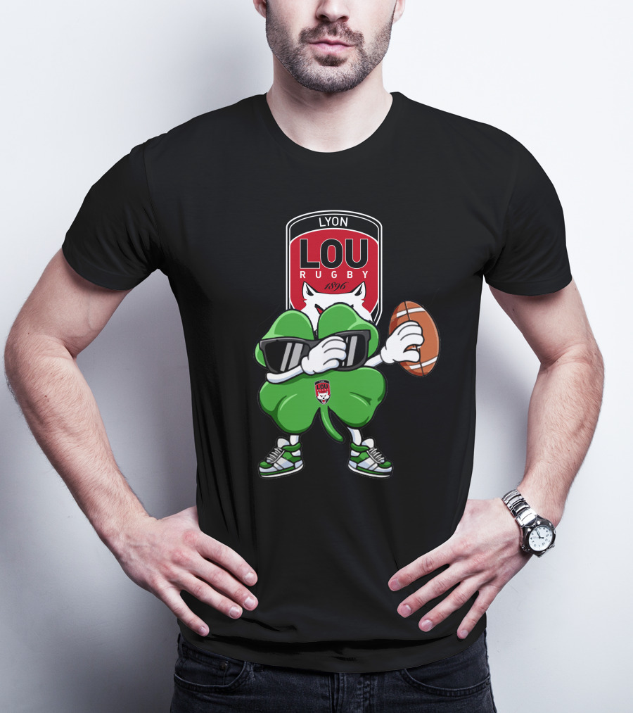 LOU Rugby Lyon 1896 Shamrock Mascot With Rugby Ball T-Shirt