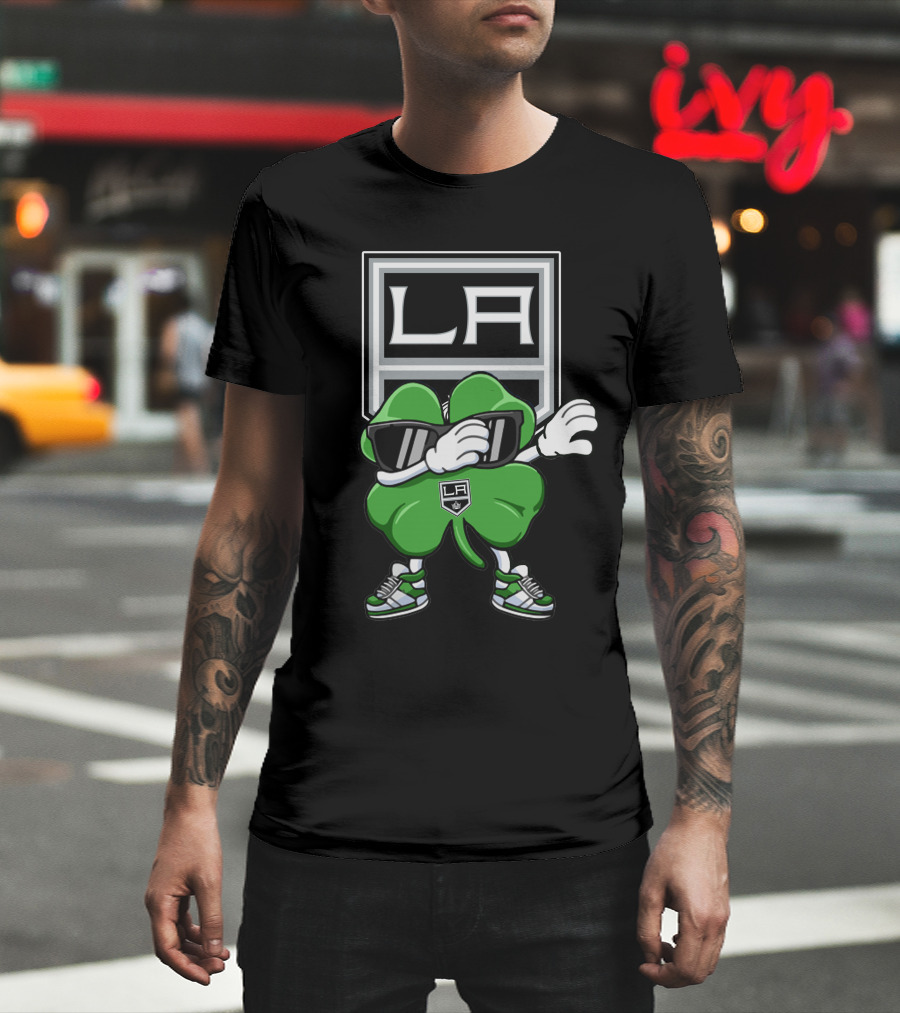 LA Kings Dabbing Shamrock With Sunglasses And Sneakers T-Shirt