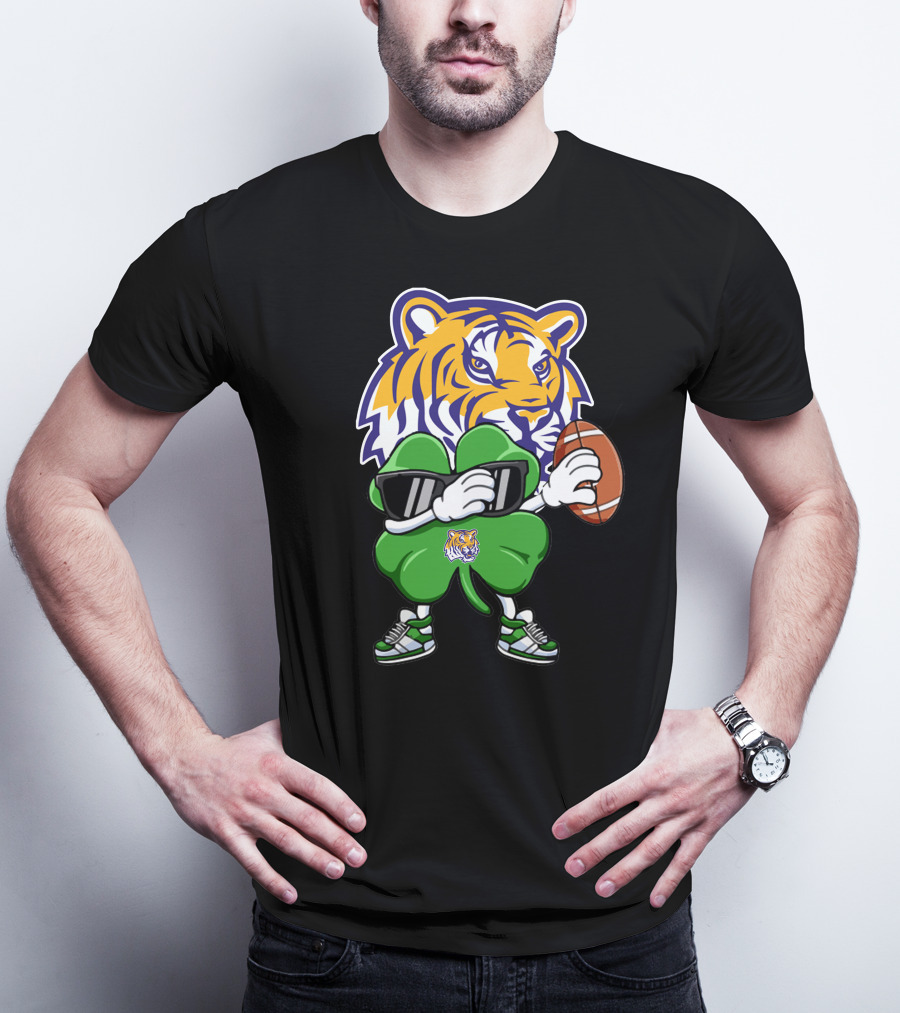 LSU Football Tiger And Shamrock With Football T-Shirt