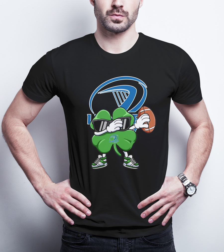 Leinster Rugby Shamrock Mascot Holding Rugby Ball T-Shirt