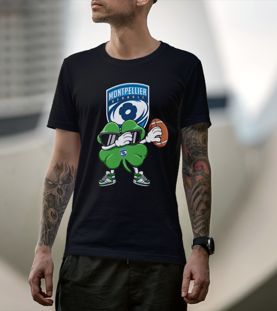 Montpellier Hérault Rugby Cool Clover Football Character T-Shirt