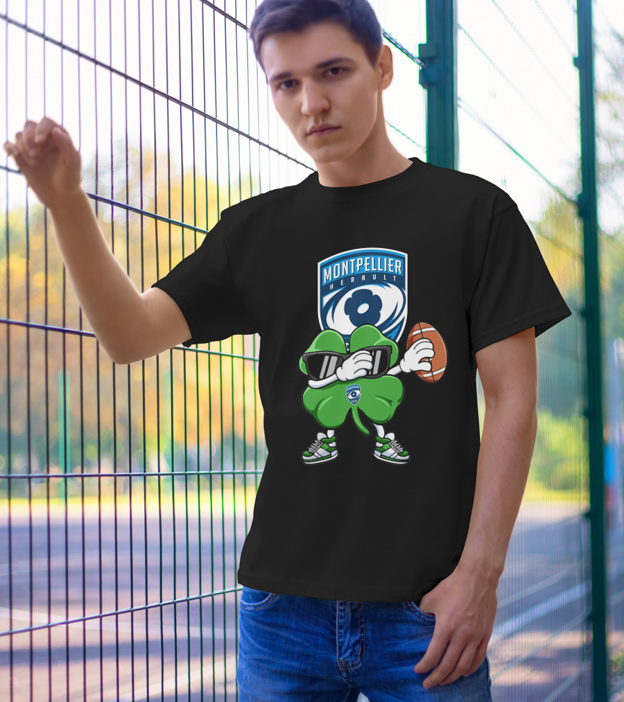 Montpellier Hérault Rugby Cool Clover Football Character T-Shirt