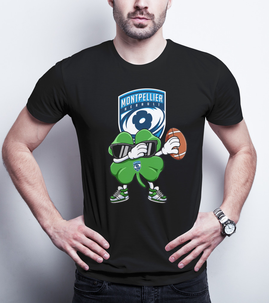 Montpellier Hérault Rugby Cool Clover Football Character T-Shirt