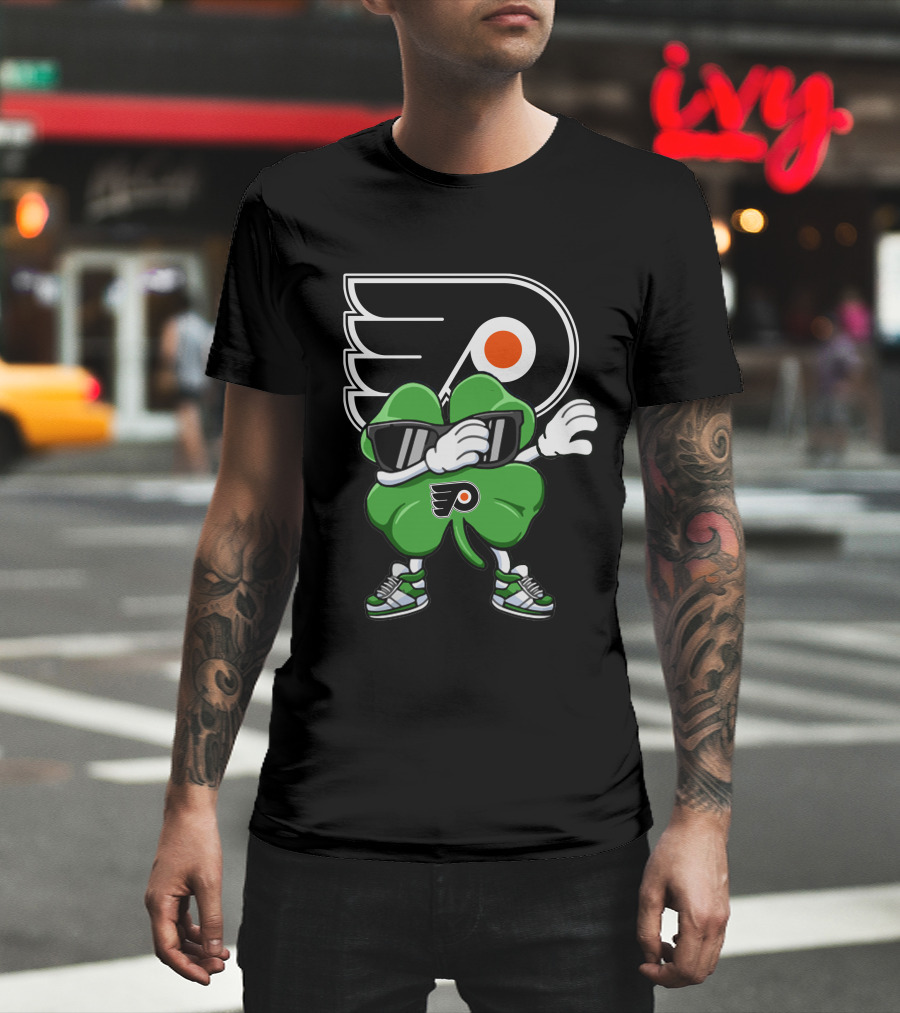 Philadelphia Flyers Clover Dab With Mascot Sneakers And Shades T-Shirt