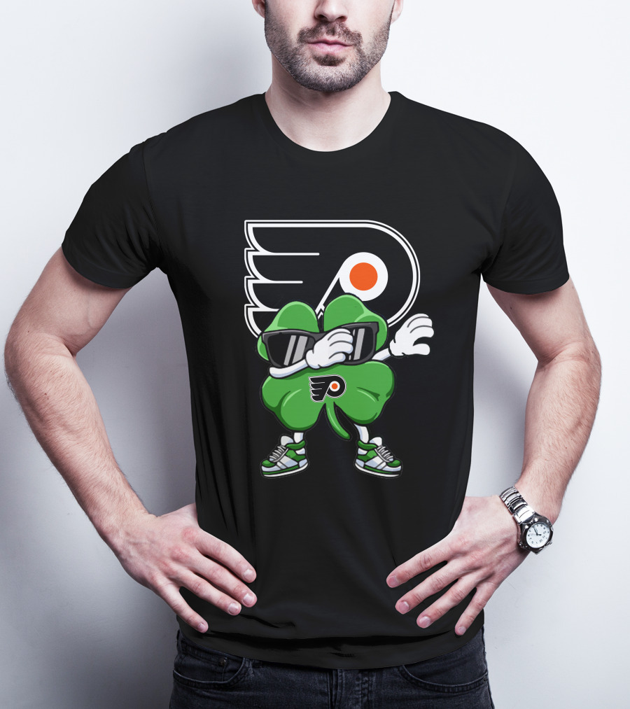 Philadelphia Flyers Clover Dab With Mascot Sneakers And Shades T-Shirt