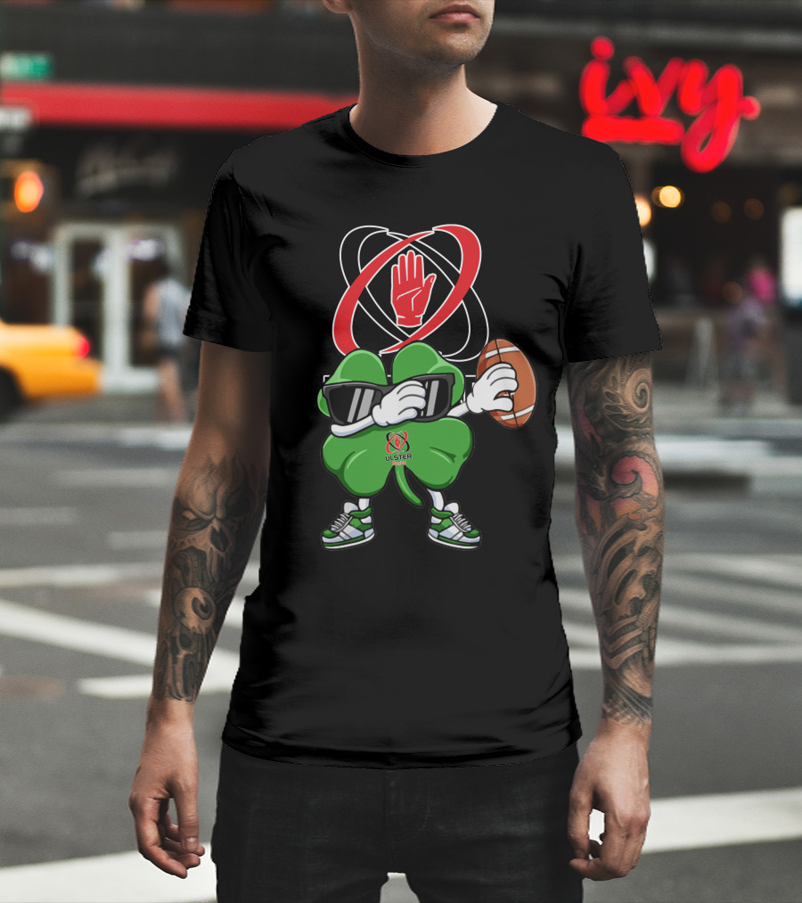 Ulster Rugby Clover Football Icon With Red Hand T-Shirt