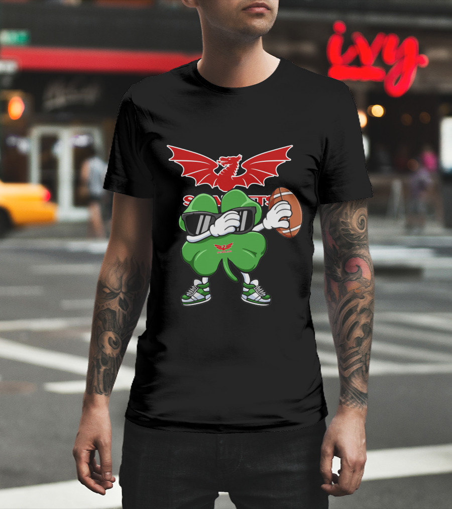 Scarlets Welsh Dragon Clover Football T-Shirt