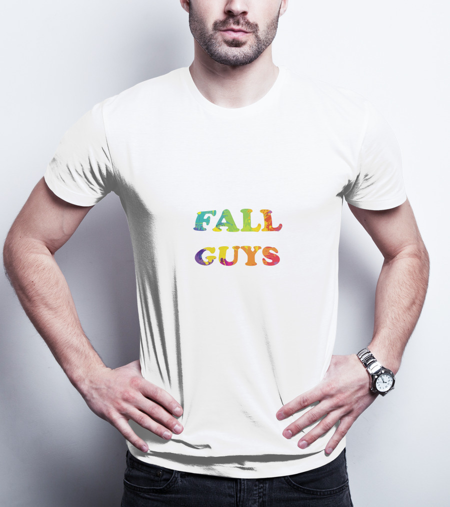 FALL GUYS Colorful Text Logo Rainbow T-Shirt