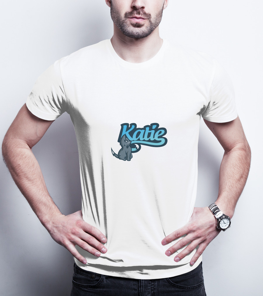 Katie Pup Blue Script T-Shirt