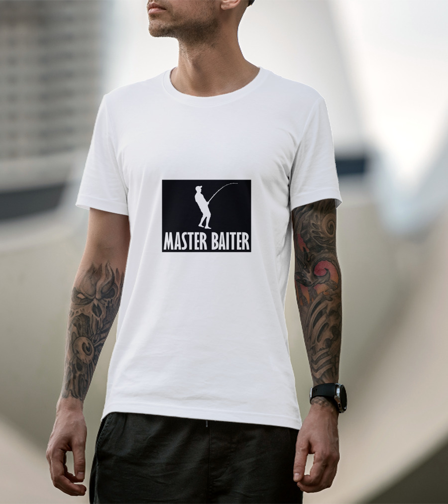 Master Baiter Fishing Silhouette Joke T-Shirt