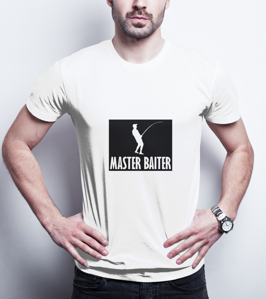 Master Baiter Fishing Silhouette Joke T-Shirt