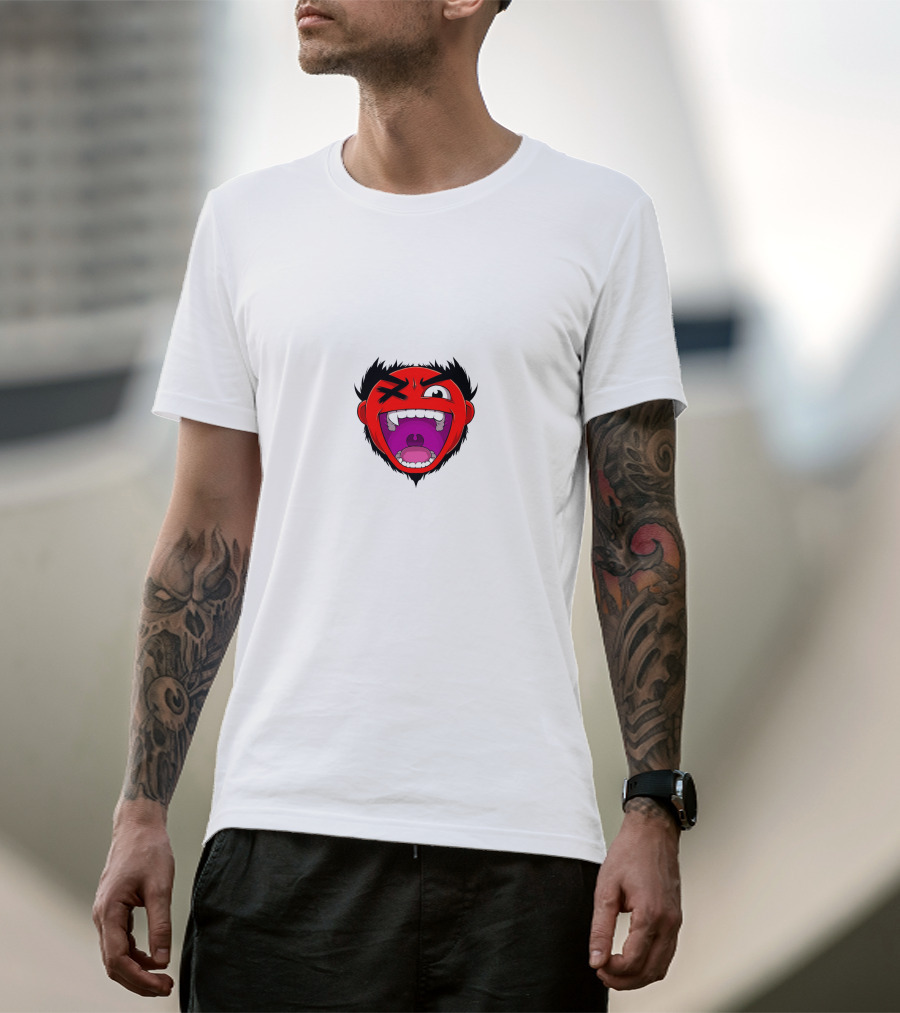 Cartoonz Screaming Red Face Character T-Shirt