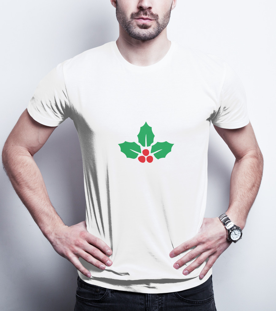 Holly Green Leaves And Red Berries T-Shirt