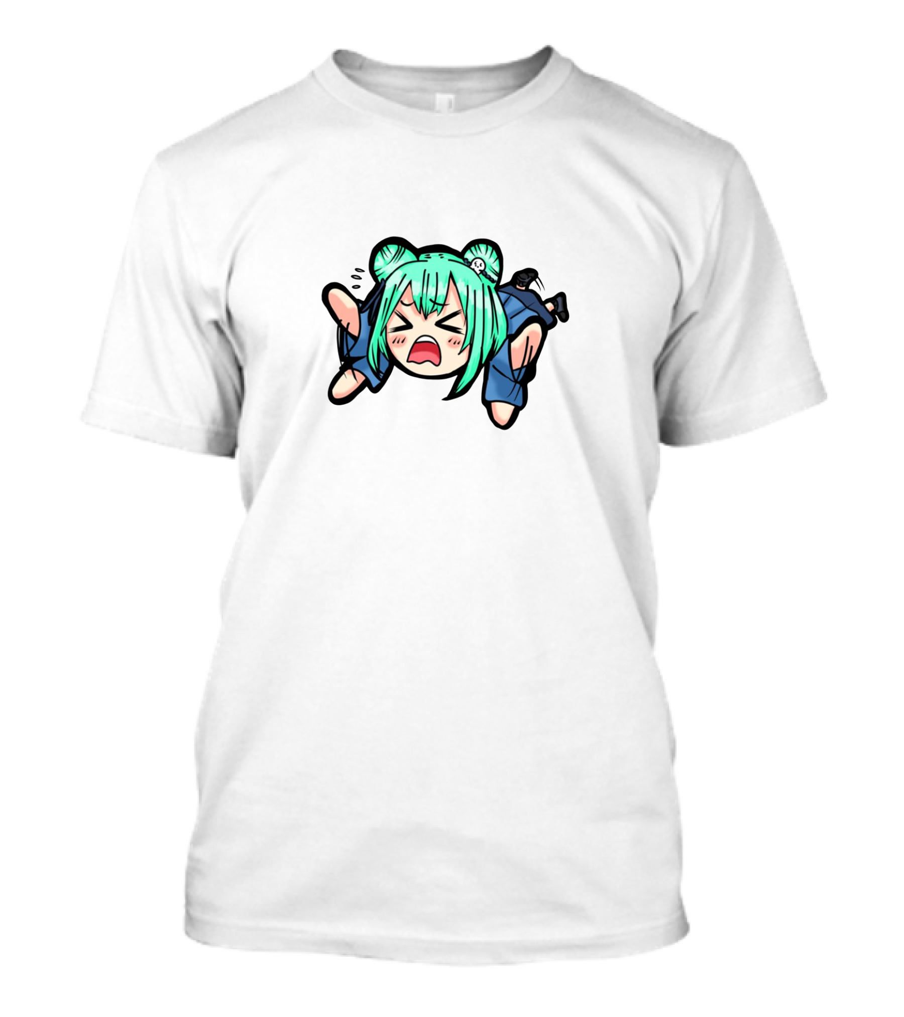 Hololive Green-Haired Anime Character Crying Chibi T-Shirt