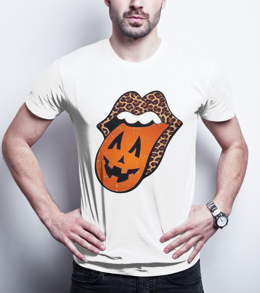 Rolling Pumpkin Leopard Tongue Jack-O'-Lantern T-Shirt