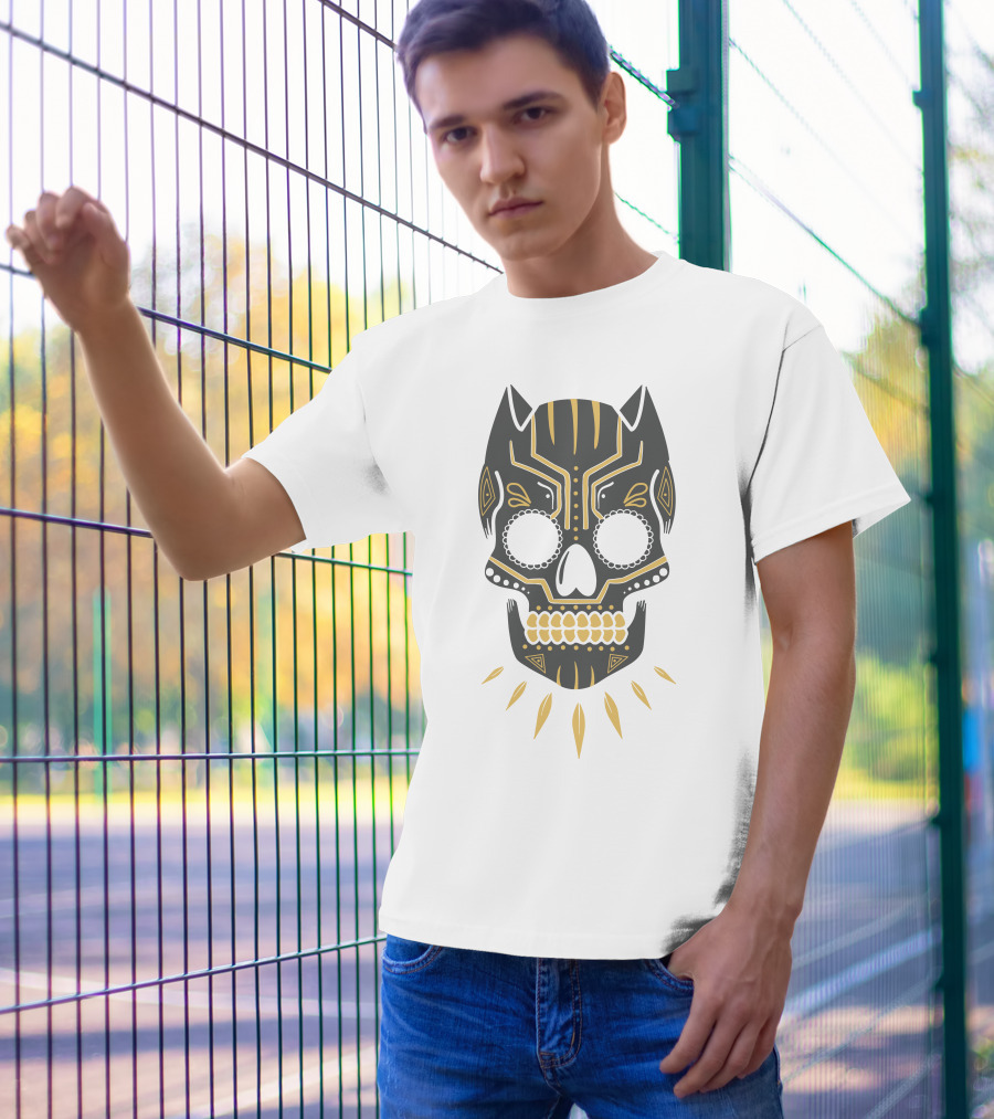 Black Panther Sugar Skull Mask T-Shirt