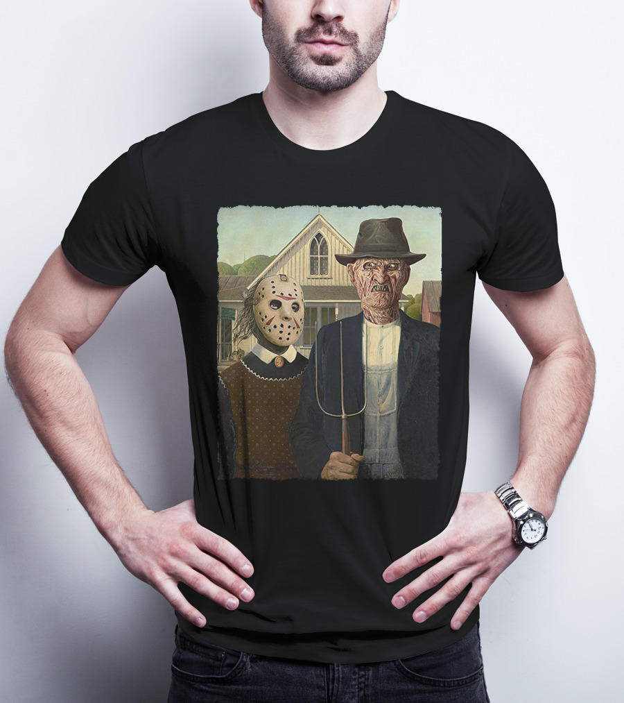 American Gothic Jason Freddy Horror Mashup T-Shirt