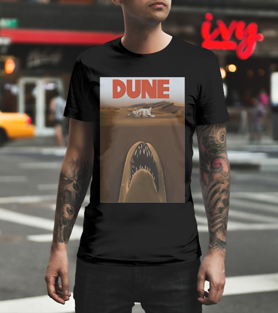 Dune Sandworm Layered Desert Scene T-Shirt