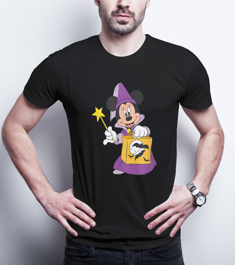 Disney Halloween Minnie Mouse Witch Costume With Magic Wand And Trick-or-Treat Bag T-Shirt