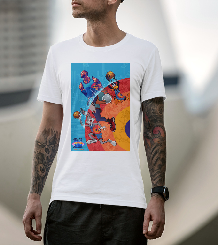 Space Jam A New Legacy Lebron James Bugs Bunny Daffy Duck Basketball Action T-Shirt