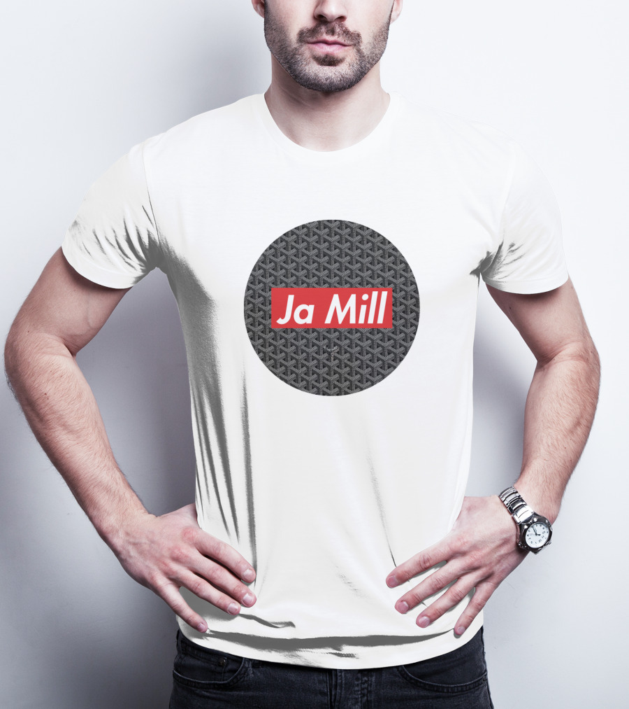 Ja Mill Red Typography On Black Patterned Circle T-Shirt