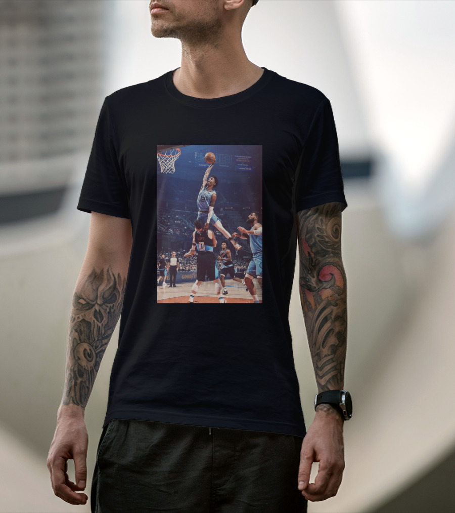 Ja Morant Dunk Over Love Basketball Action Scene T-Shirt