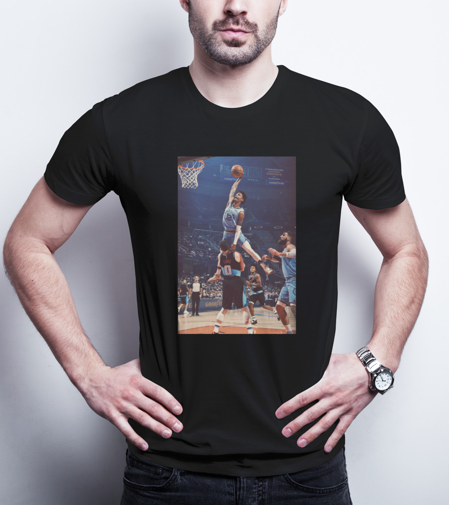 Ja Morant Dunk Over Love Basketball Action Scene T-Shirt