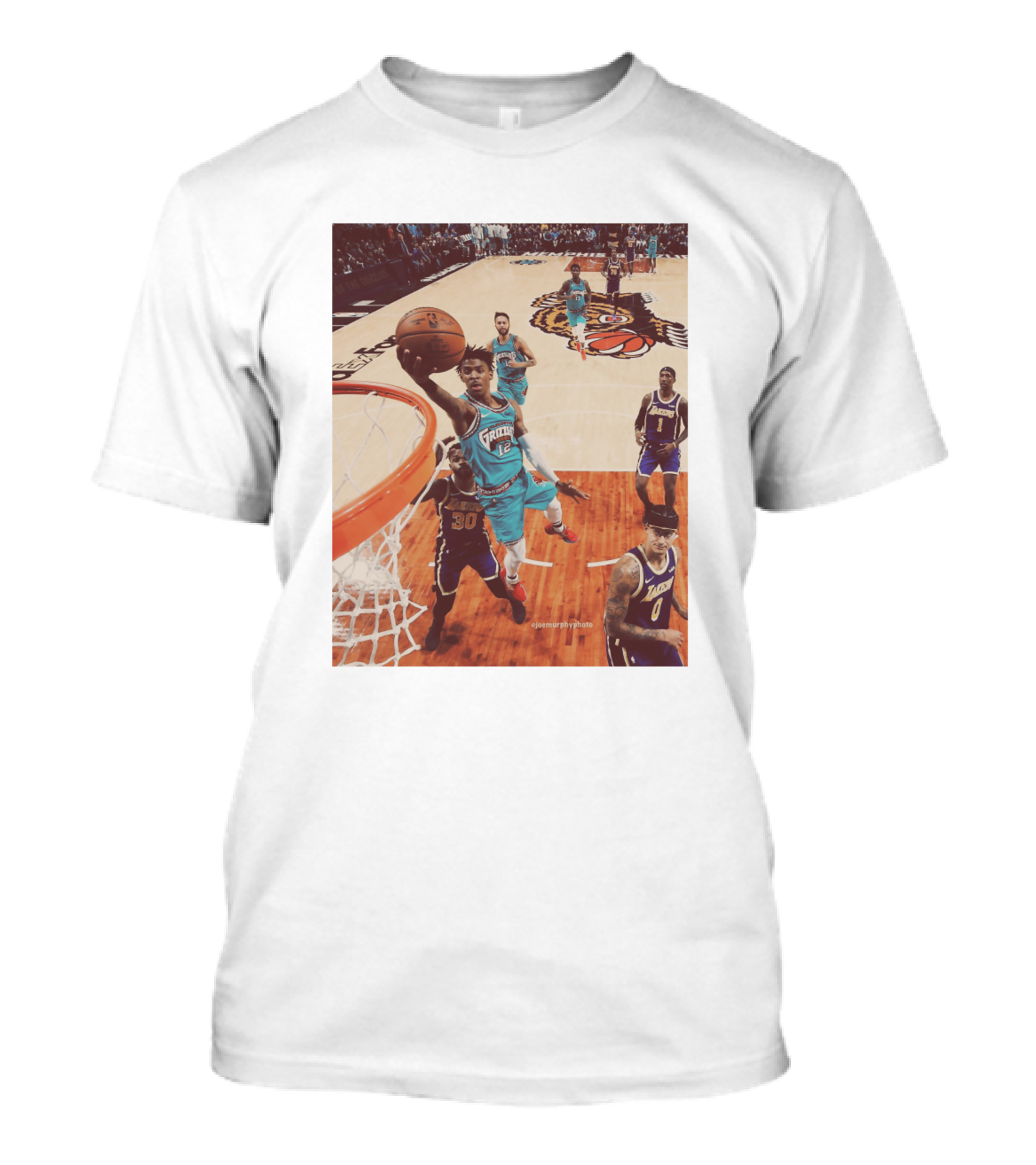 Ja Morant Funny Slam Dunk Basketball Action T-Shirt