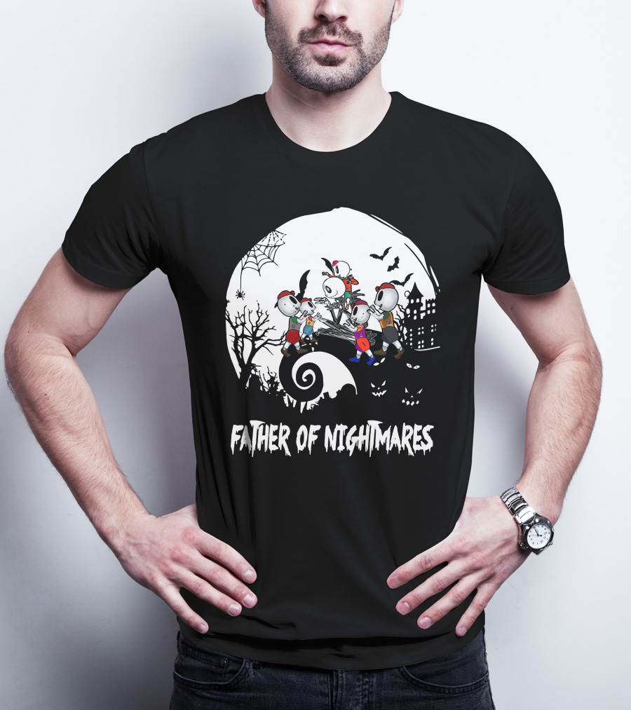Father Of Nightmares Halloween Skeleton Kids Spooky Scene T-Shirt
