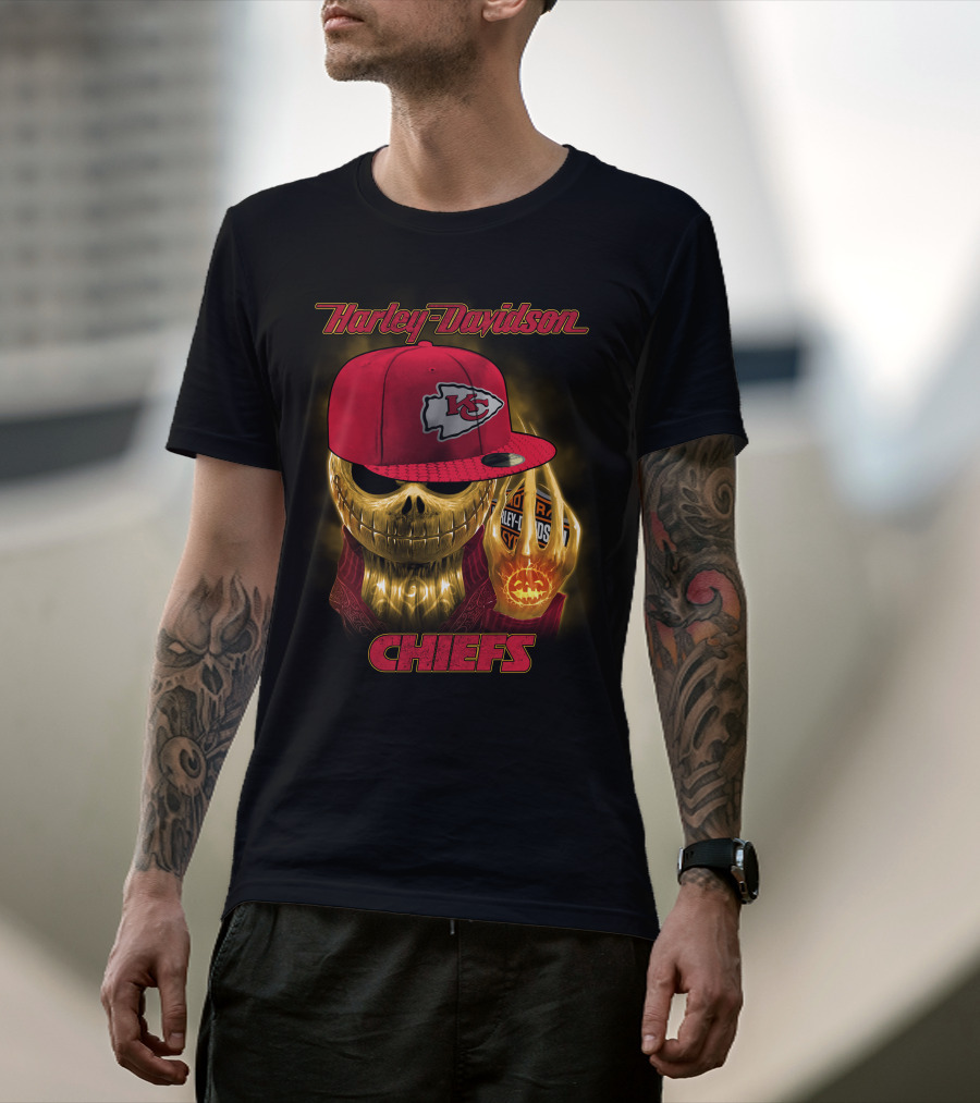 Harley Davidson Chiefs Kansas City Chiefs Hat Skull Halloween T-Shirt