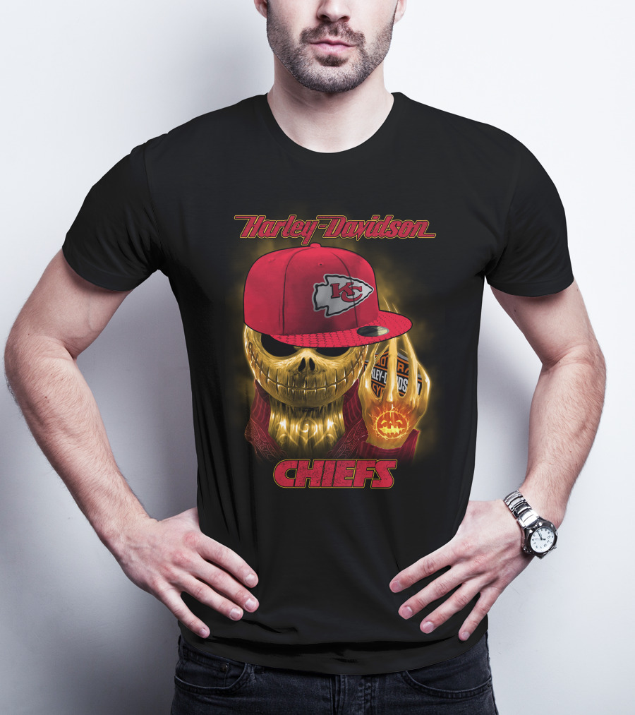 Harley Davidson Chiefs Kansas City Chiefs Hat Skull Halloween T-Shirt