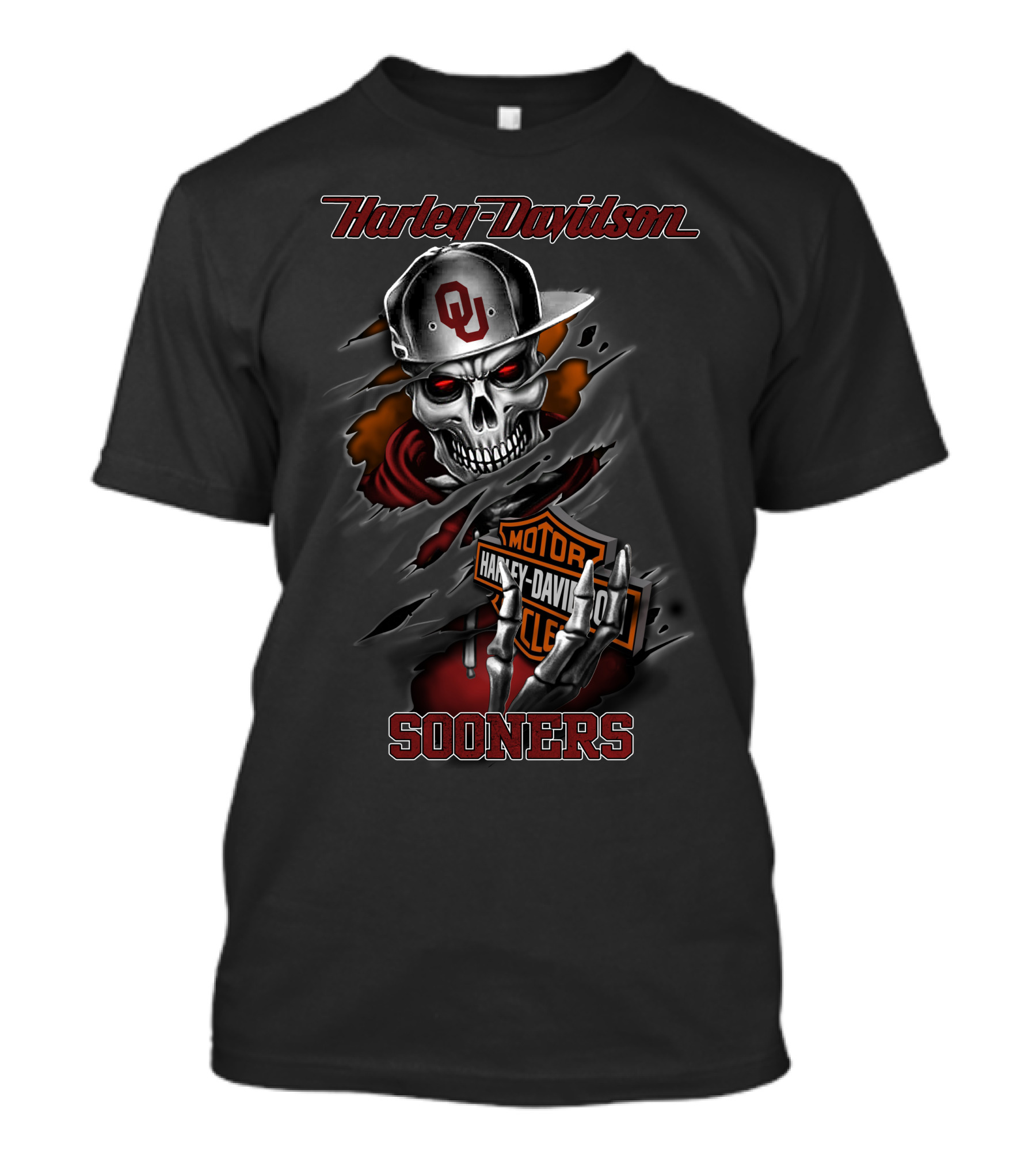 Harley Davidson Skeleton Ou Cap Sooners T-Shirt