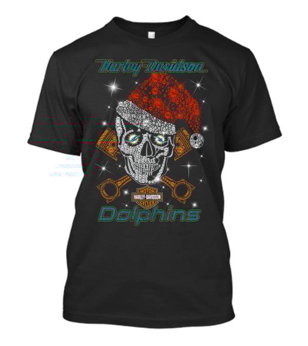 Harley Davidson Dolphins Santa Skull Artwork T-Shirt