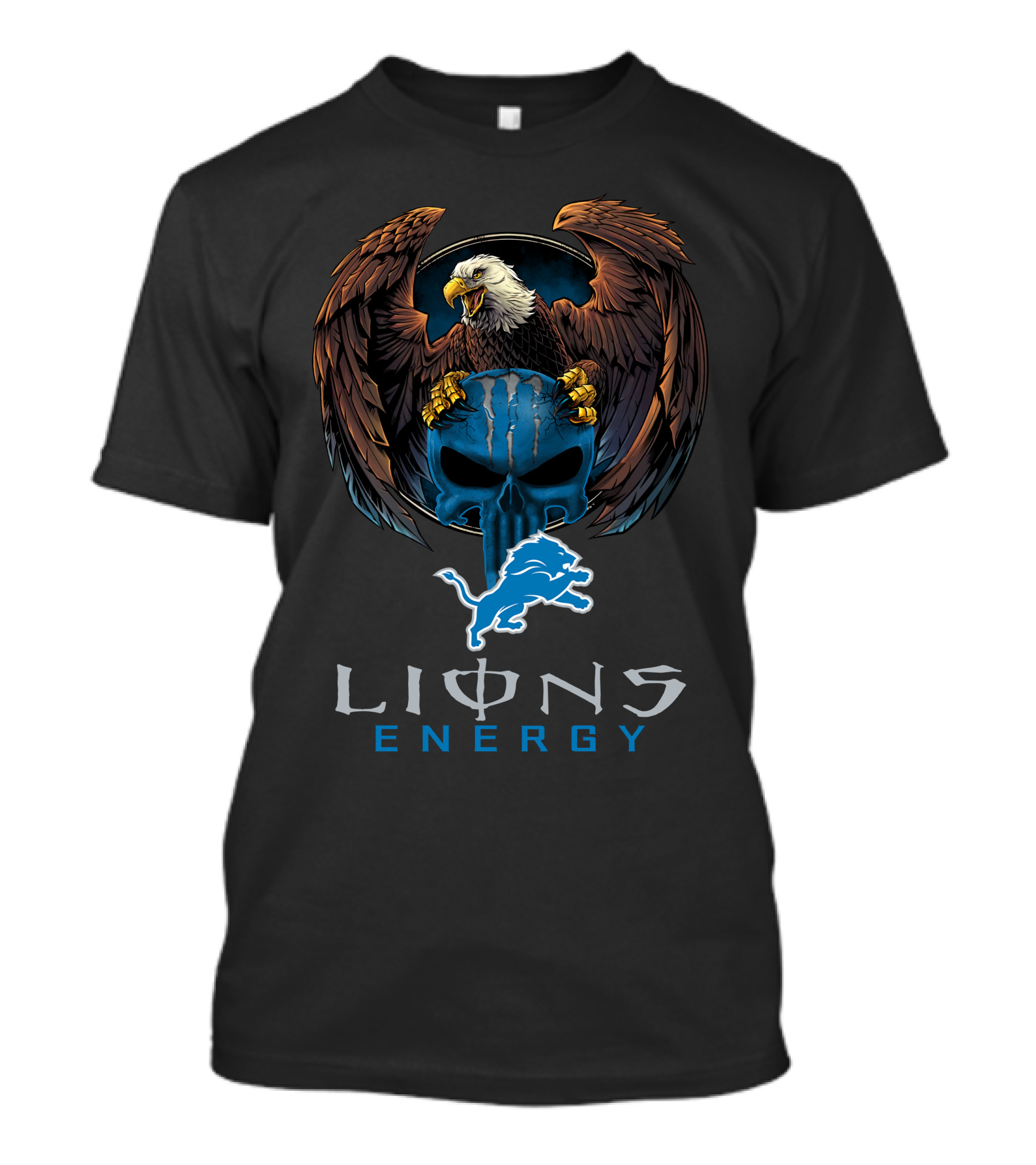 Lions Energy Detroit Lions Football Eagle Emblem T-Shirt