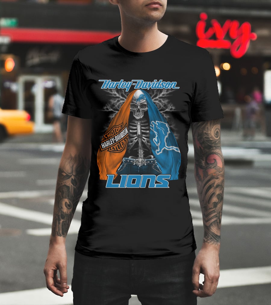 Harley Davidson Motorcycles Detroit Lions T-Shirt