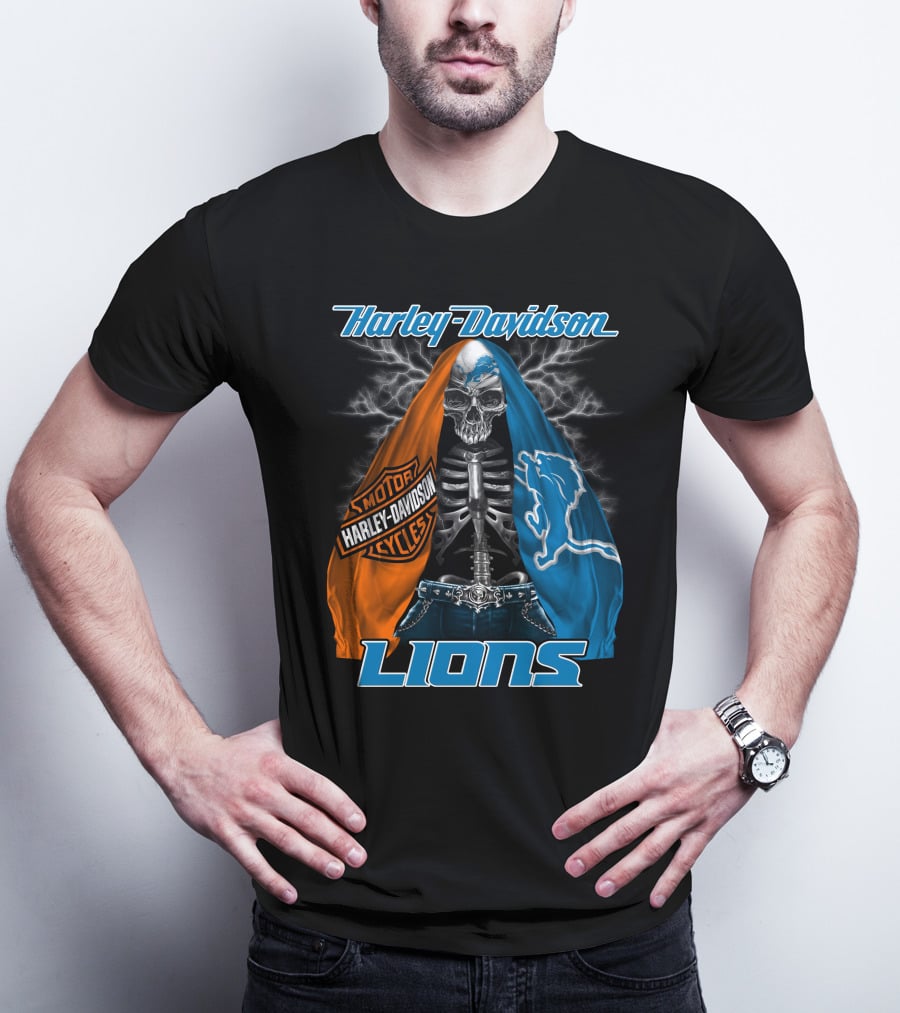 Harley Davidson Motorcycles Detroit Lions T-Shirt