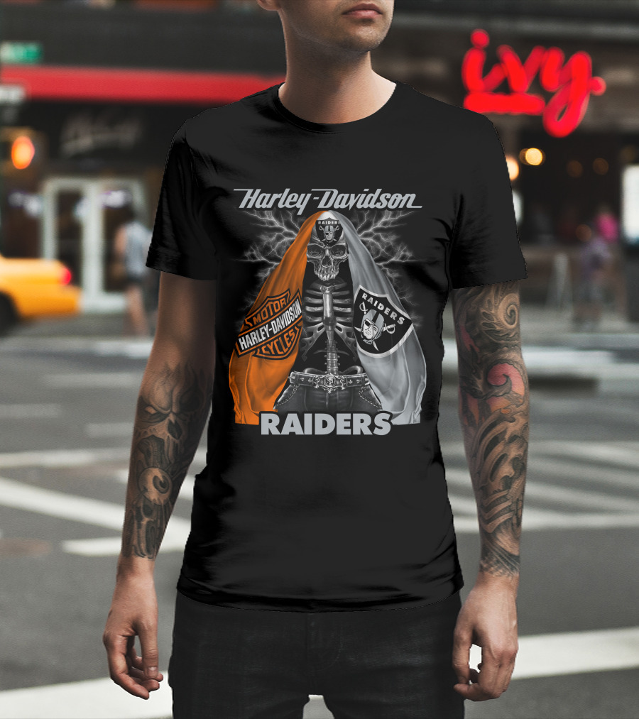 Harley Davidson Raiders Skeleton Hd0903 Las Vegas Raiders T-Shirt