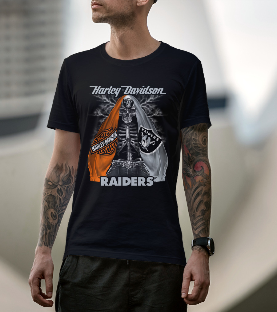 Harley Davidson Raiders Skeleton Hd0903 Las Vegas Raiders T-Shirt