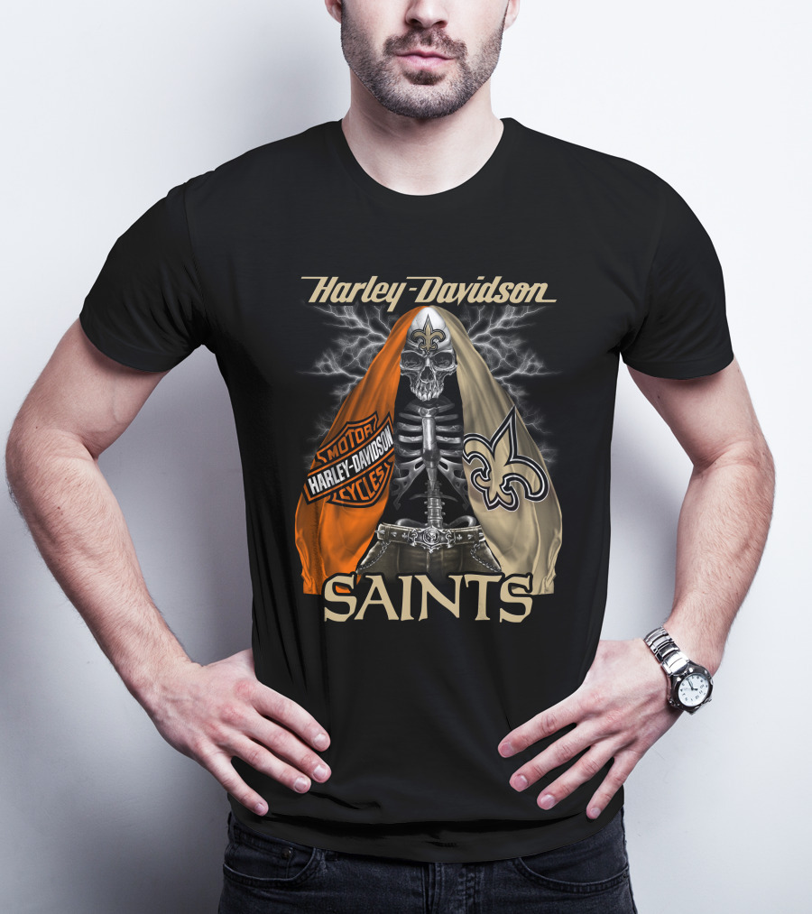 Harley Davidson Motorcycles New Orleans Saints T-Shirt