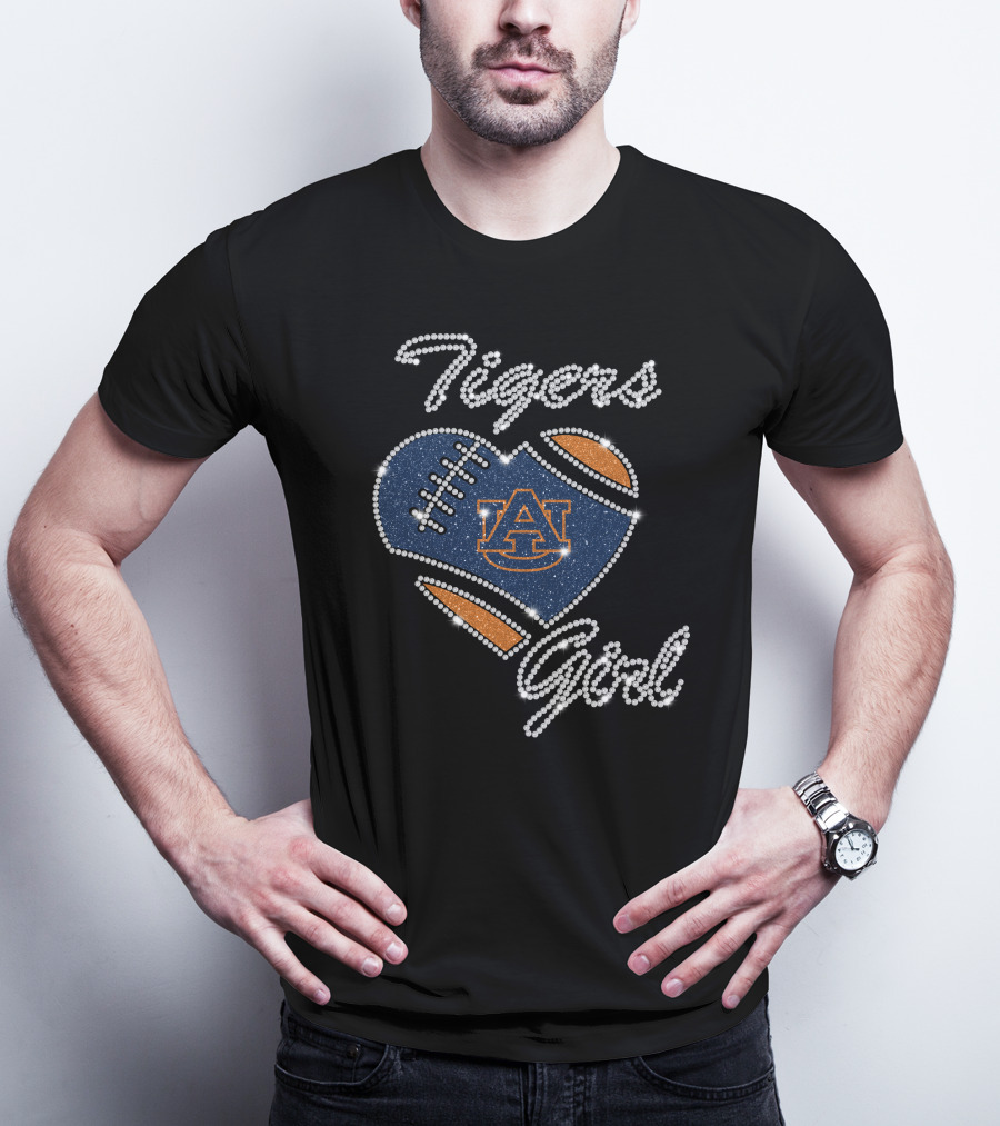 Auburn Tigers Girl Football Heart T-Shirt