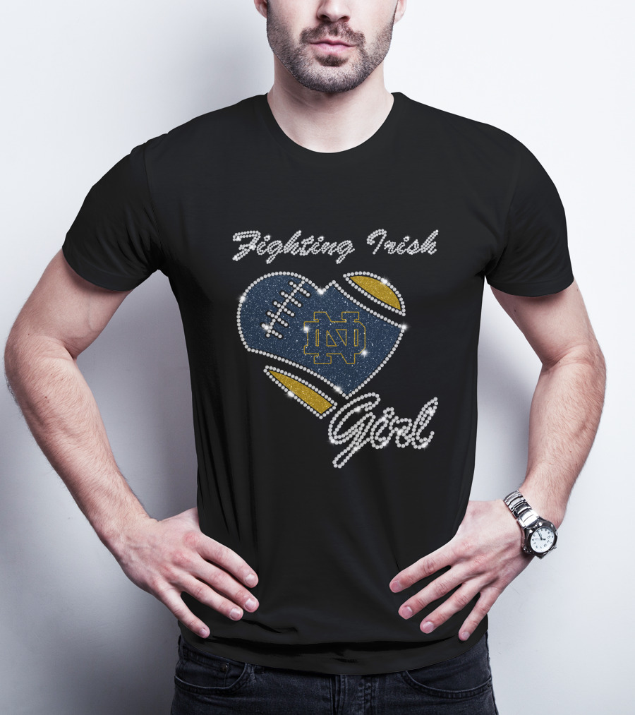G1003 Notre Dame Fighting Irish Football Heart Girl T-Shirt
