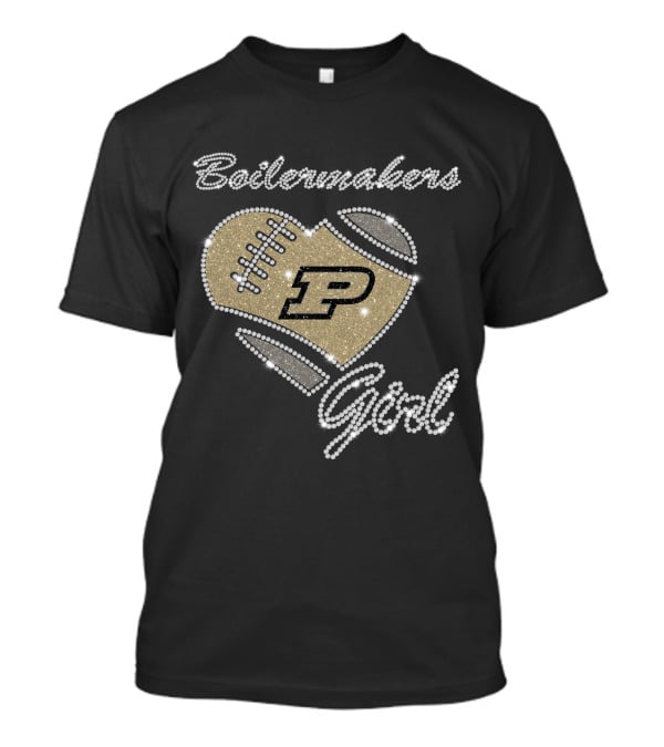 Boilermakers Girl Purdue Football Heart P Logo T-Shirt