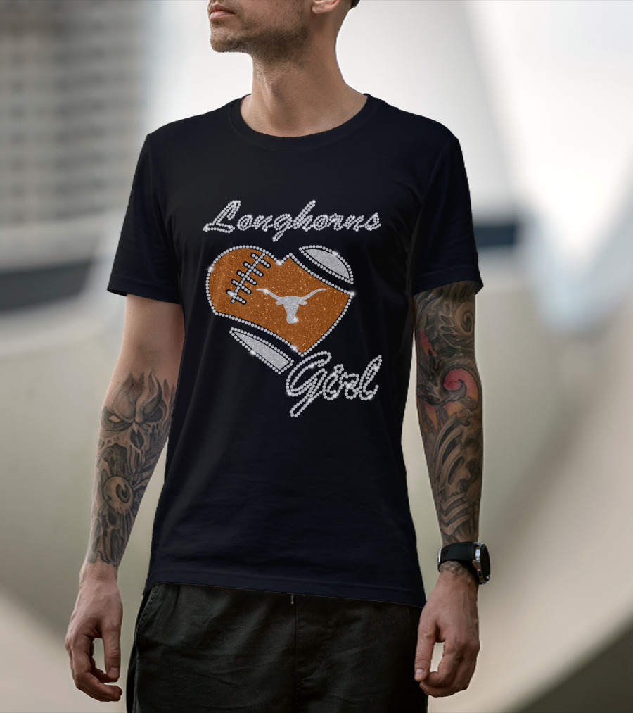 Longhorns Girl Heart Football Texas Longhorns T-Shirt