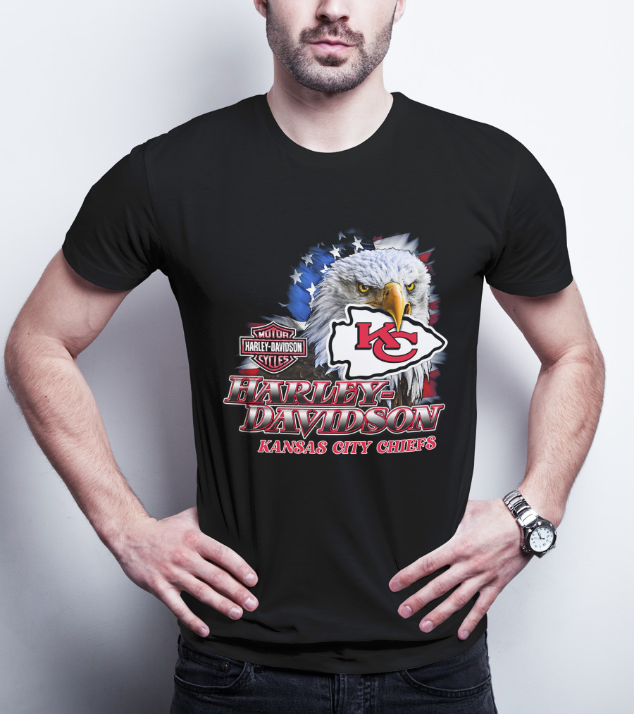 Harley Davidson Kansas City Chiefs Eagle Motorcycle Cycles T-Shirt