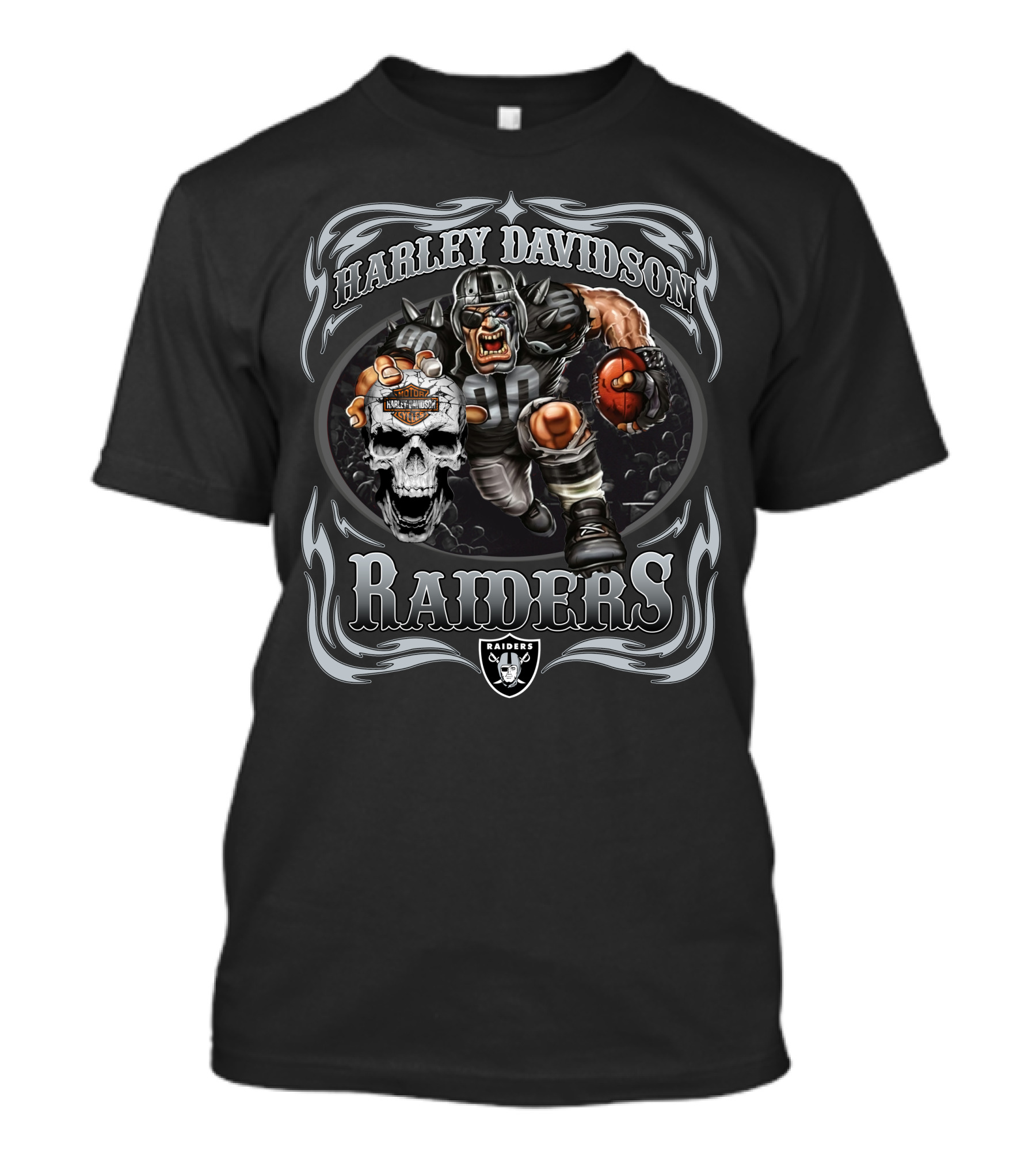 Harley Davidson Raiders Las Vegas Football Skull T-Shirt