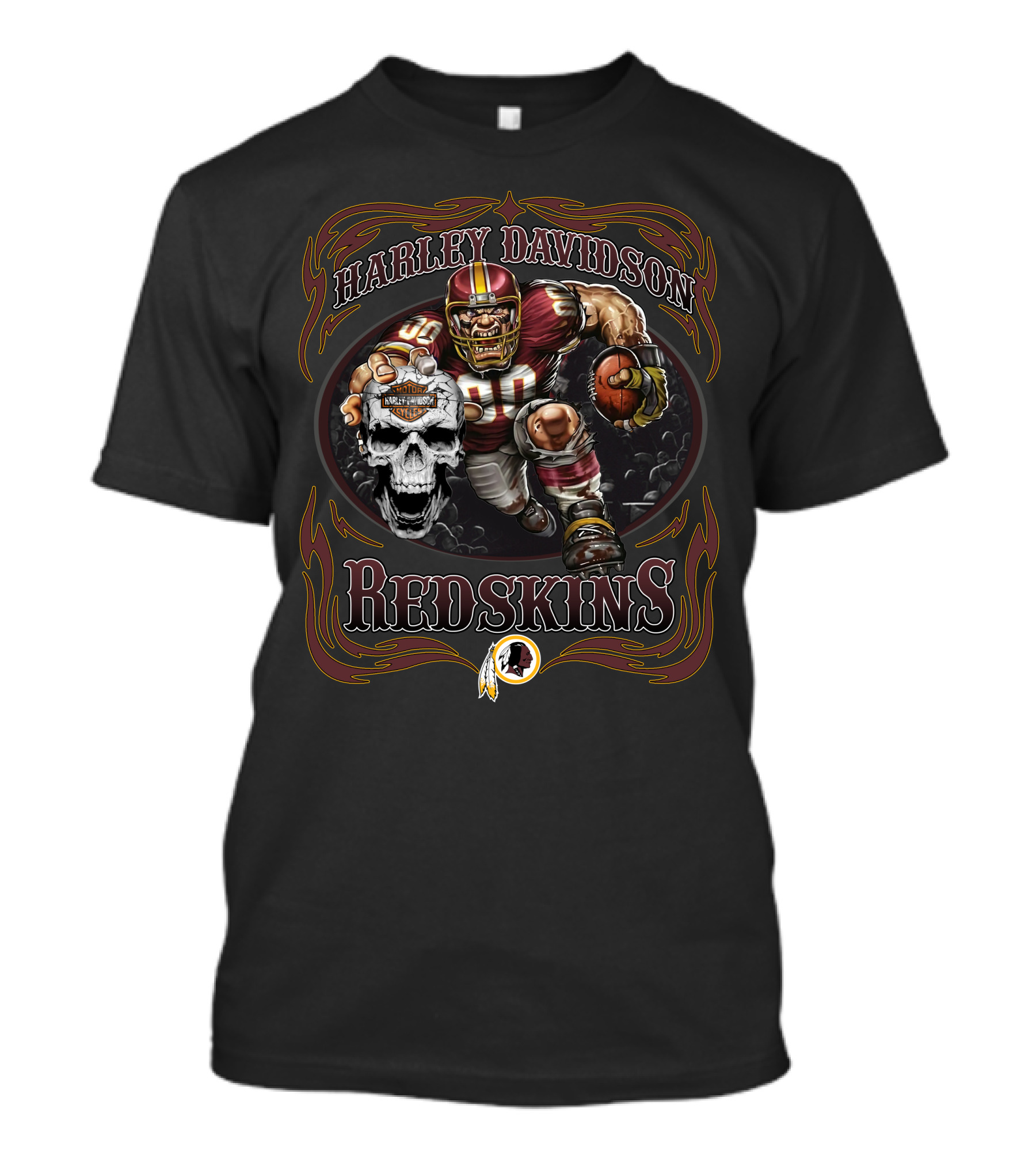 Harley Davidson Redskins Football Skull Player T-Shirt