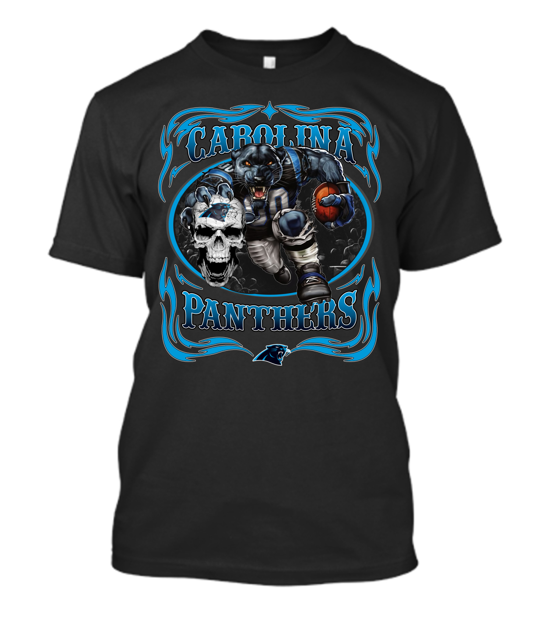 Carolina Panthers Football Panther Skull T-Shirt